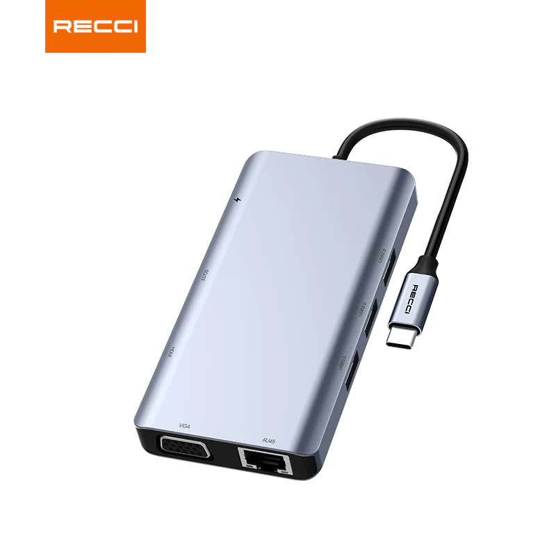 هاب 9 پورت USB-C ( تایپ سی) RH09 رسی (Recci Multiple interfaces 9in1 HUB RH09) - موباکو