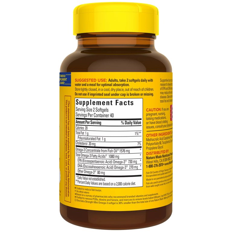 سافت ژل امگا 3 برند نیچرمد ساخت آمریکا 80 عددی fish oil minis nature made